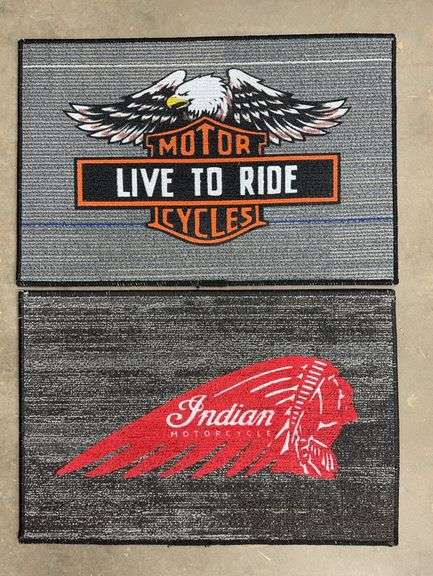 (UU) Harley Davidson & Indian Motorcycle Welcome Mats - Kraft Auction ...