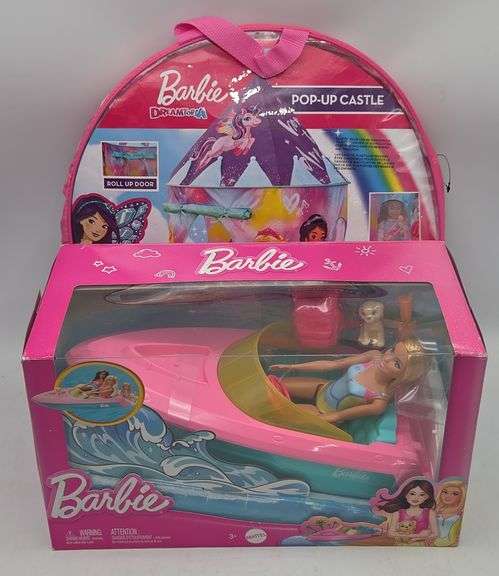 (KC) Barbie Toy Boat Set and Pop-up Castle - Kraft Auction Service, LLC