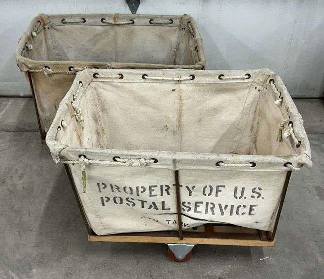 (AG) Vintage U.S. Postal Service Canvas Rolling Cart - Kraft Auction ...