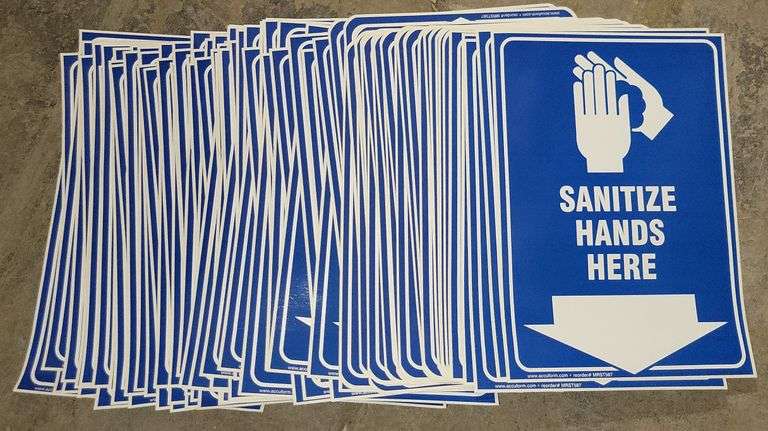 "Sanatize Hands Here" Sticker Signs - Kraft Auction Service, LLC