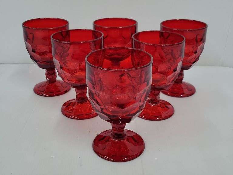 (M) Set Of 6 Viking Glass Georgian Ruby Red Goblets - Kraft Auction ...