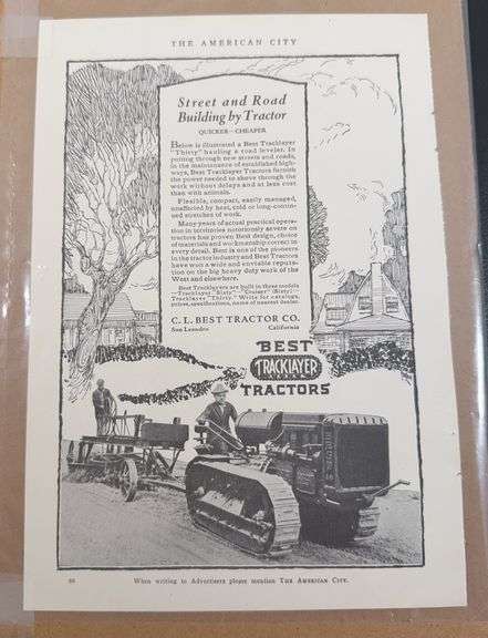 (AD) C.L. Best Tractor Co. Best Tracklayer Tractors Advertisement ...