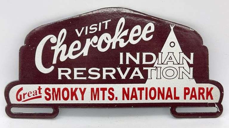 Cherokee Indian Reservation Porcelain License Plate Topper - Kraft ...