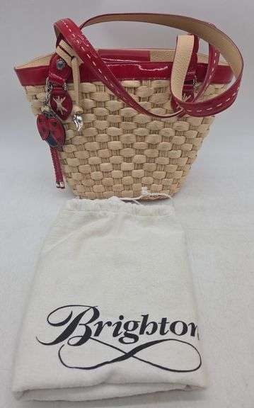 (QR) Brighton Ladybug Metal Heart Straw & Leather Bag - Kraft Auction ...