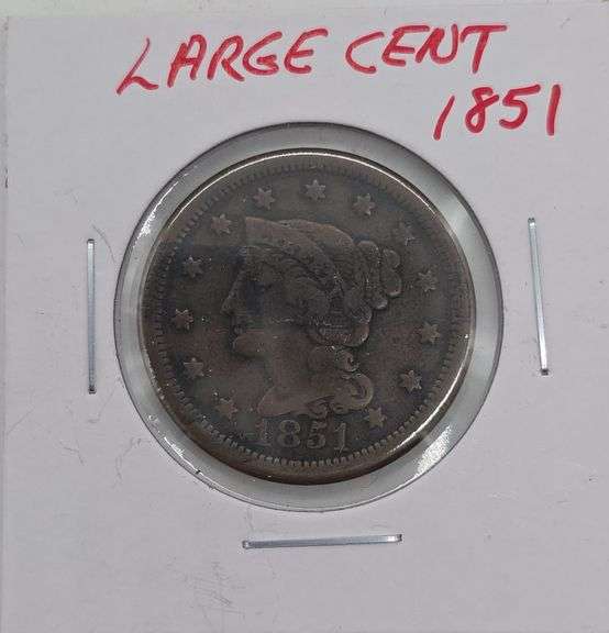 (MN) 1851 Large One Cent Penny Coin - Kraft Auction Service, LLC