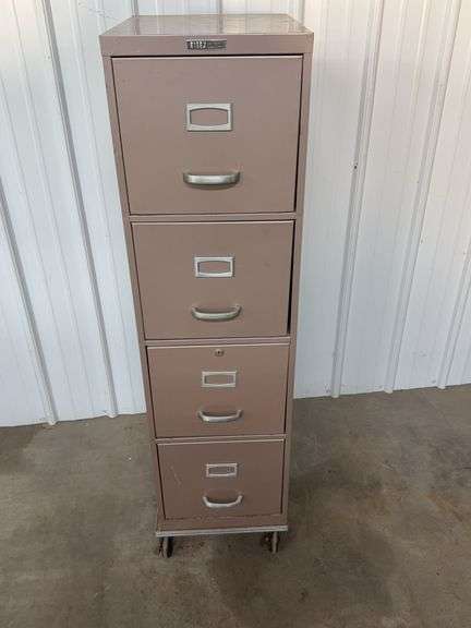 (G) Filex Taupe 4-Drawer Rolling Filing Cabinet - Kraft Auction Service ...