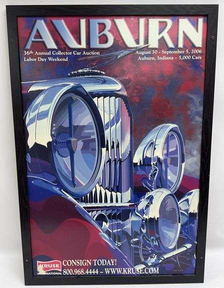 Framed Auburn Car Auction Poster 38 x 26in - Kraft Auction Service, LLC