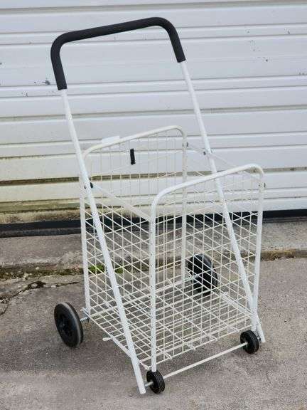 (O) Foldable White Metal Push Cart - Kraft Auction Service, LLC