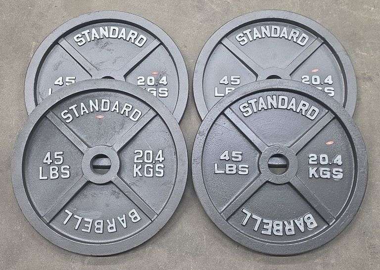 (U) Set Of Four 45lb Standard Olympic Weight Plates - Kraft Auction ...