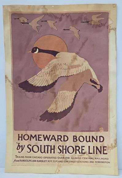 (K) Homeward Bound By South Shore Line Travel Poster - Kraft Auction ...