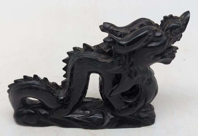 (E) Vintage Chinese carved soapstone Dragon - Kraft Auction Service, LLC