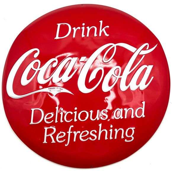 Drink Coca-Cola Delicious And Refreshing Round Button Metal Wall Sign ...