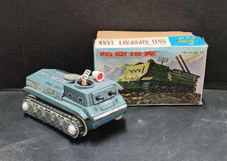 (AC) Vintage Gyro Tin Action Anti-Aircraft Tank - Kraft Auction Service ...