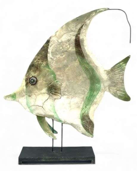Decorative Sheet Iron Fish Sculpture Coated With Mother-Of-Pearl ...