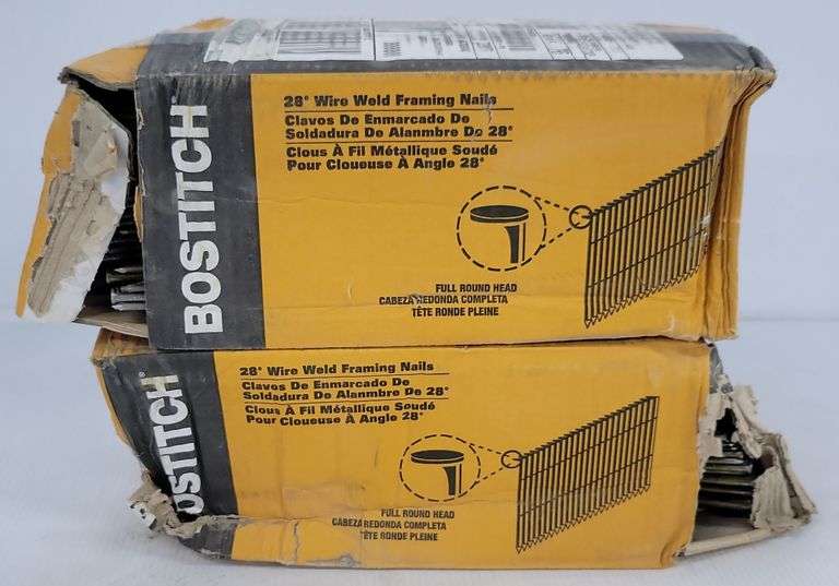 (ZZ) 2 Boxes Of Bostitch 28° Wire Weld Framing Nails - Kraft Auction ...