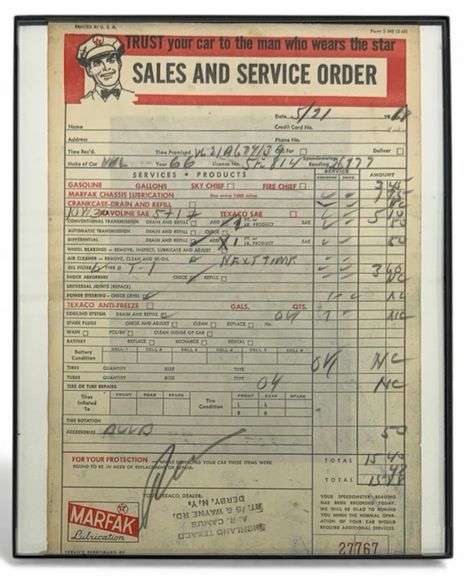 1968 Highland TEXACO Derby, N.Y. Sales & Service Order Receipt - Kraft ...