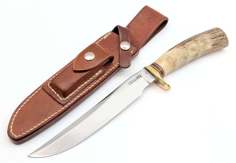 1970's Randall Model 3 7in Finger Groove Stag Hunter w/ Rough Back ...