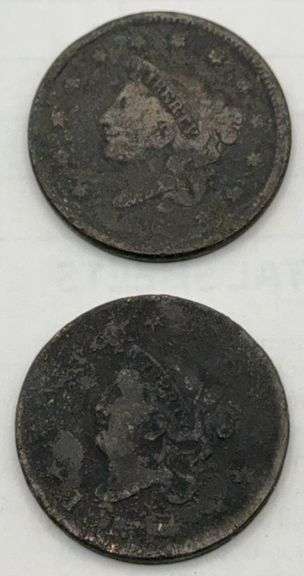(E) TWO Large ONE CENT Penny Coins - Kraft Auction Service, LLC