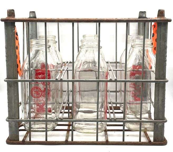 Wire Milk Bottle Carrier Containing Shetler Family Dairy Glass Milk ...