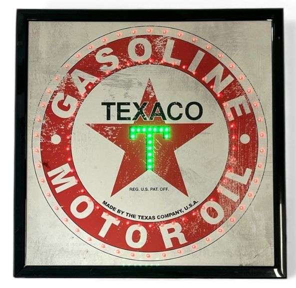 SS Texaco Gasoline Motor Oil Light Up Sign - Kraft Auction Service, LLC
