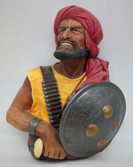 (B) Vintage Blossoms Chalkware wall plague of a Pathan warrior - Kraft ...