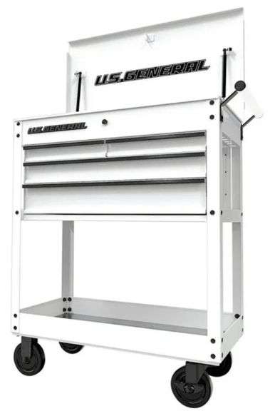 (CZ) US General 30" White 4 Drawer Tech Cart - Kraft Auction Service, LLC