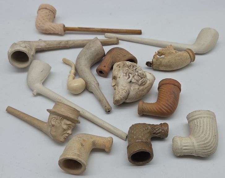 (E) Vintage Clay Tobacco Pipes and Parts - Kraft Auction Service, LLC