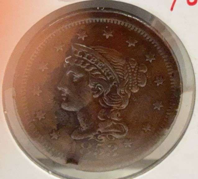 (O) 1853 Large One Cent Penny Coin - Kraft Auction Service, LLC