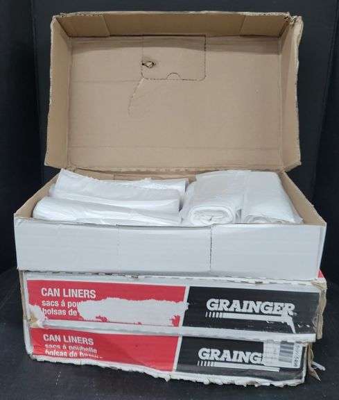 (ZZ) 3 Boxes Of Grainger Std Duty Clear Trash Bags - Kraft Auction ...