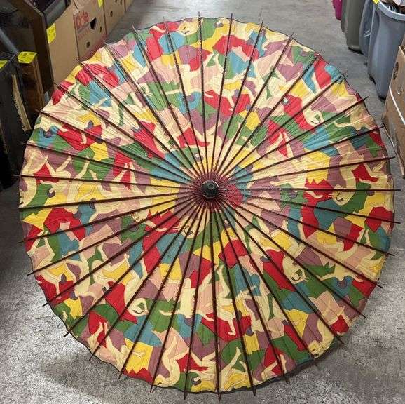 (E) Nude Figural Orential Umbrella Fuji Cloth Parasol - Kraft Auction ...
