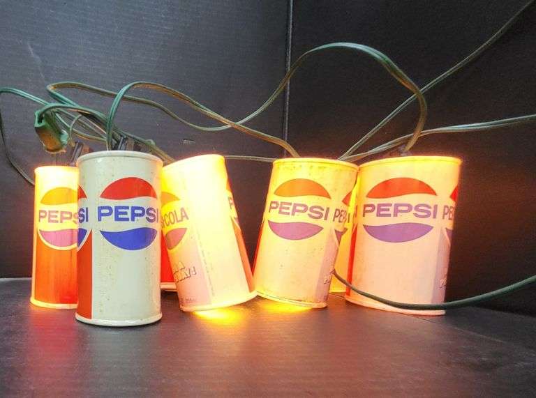 (AN) 7 Vintage Pepsi String Lights Blow Mold "Have A Pepsi Day* - Kraft ...