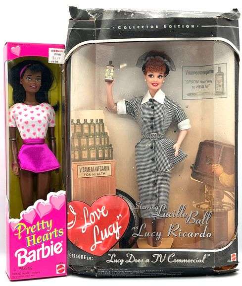 (2) NIB 1995 Barbie Pretty Hearts Mattel & 1997 I Love Lucy Collector ...