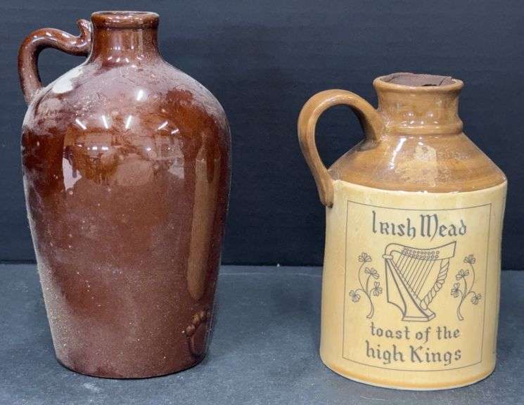 (G) Brown Glazed Ceramic Jug, And Limerick Porcelain Duty Nellys Irish ...