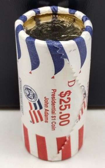 (Z) 2007 D US Mint Roll John Adam’s Presidential $1 Coin Roll $25 ...