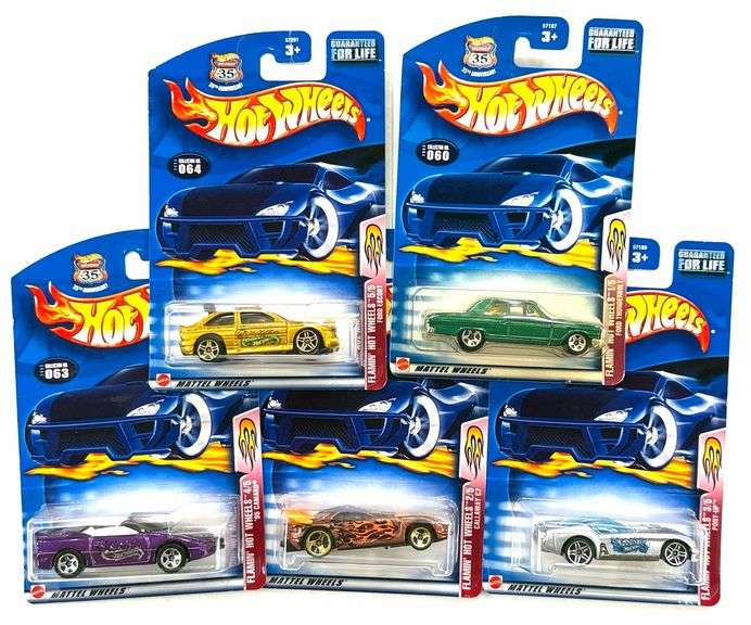 (5) 2002 Mattel Hot Wheels FLAMIN HOT WHEELS Series, Complete Set 1-5 ...