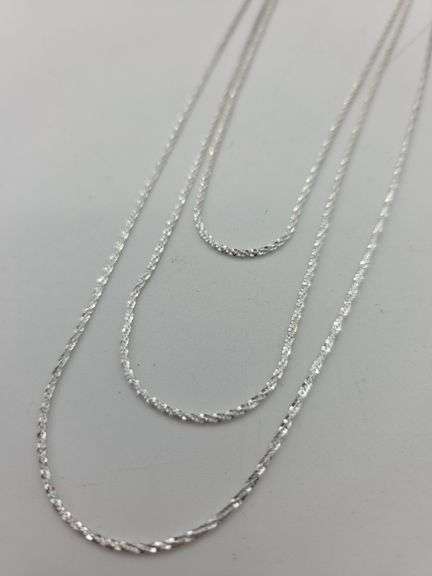 (A) 3 Piece Sterling Silver Diamond Cut Criss Cross Link Chains - Kraft ...