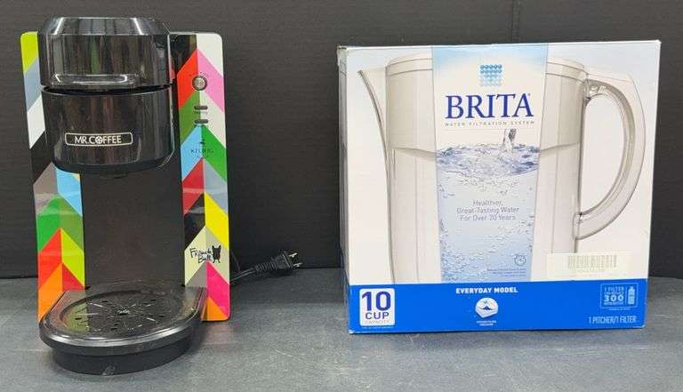 (R) Mr. Coffee BVMC-KG2FB Single Serve Coffee Maker & Brita 10-Cup ...