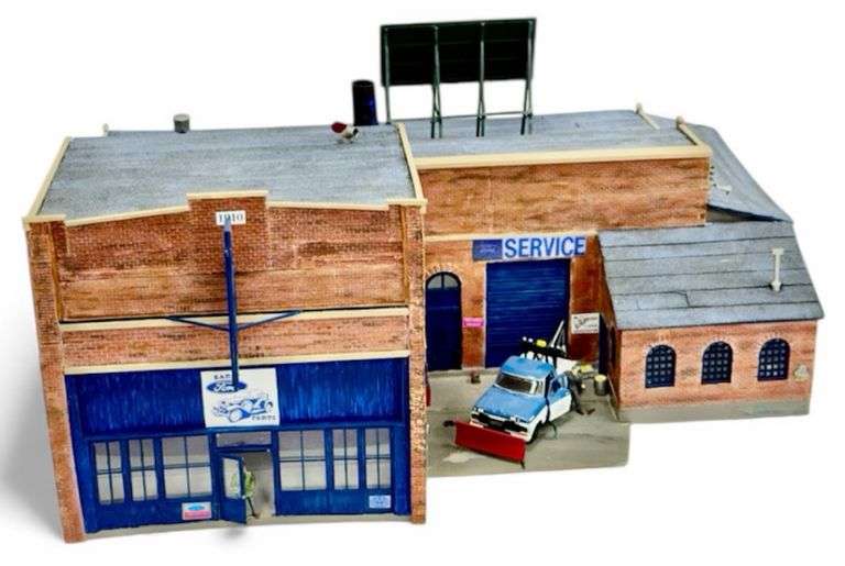 Wooden Mini Model Of A Ford Model Garage And Parts Store - Kraft ...