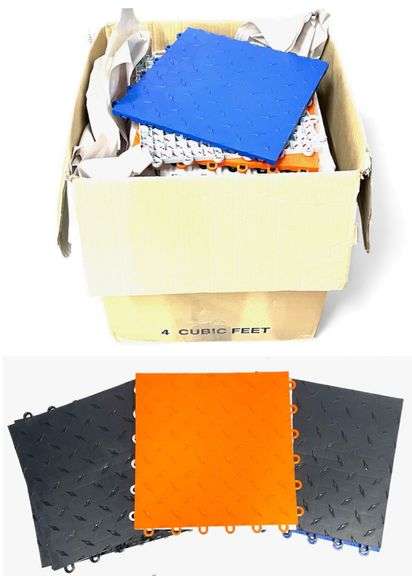 Box of Clicking Garage Tiles, Multiple Colors - Kraft Auction Service, LLC