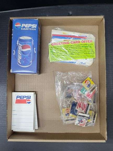 (AN) Flat Of Vintage Pepsi Themed Collectables Includes Canteen Note ...