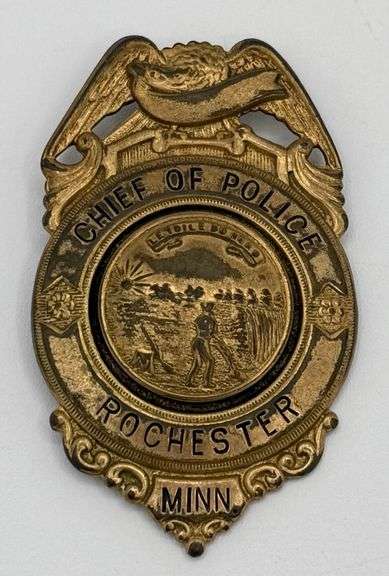 Obsolete Rochester Minnesota Chief Of Police Shield Badge - Kraft ...