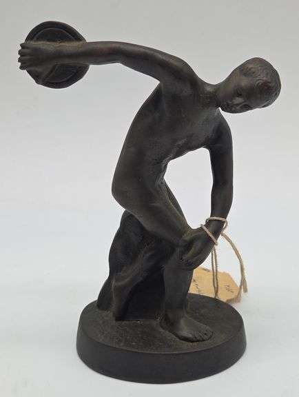 (E) Bronze Statue Discobolus of Myron Disc Thrower - Kraft Auction ...