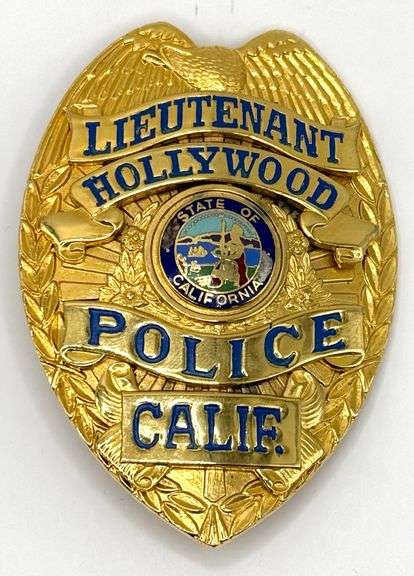 Obsolete Hollywood California Police Lieutenant Shield Badge - Kraft ...
