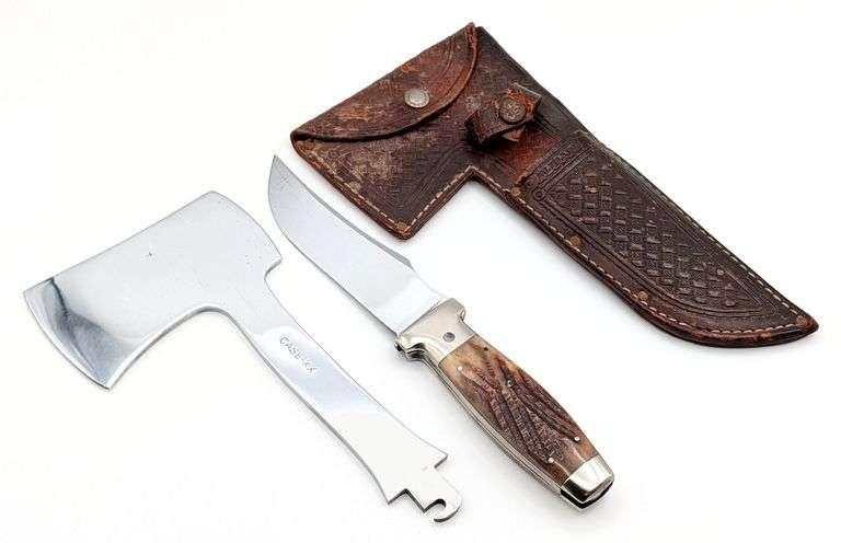 1920-1940 Case Tested XX Second Cut Green Bone Hatchet / Knife Combo ...