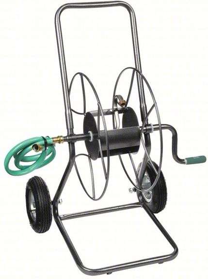 18” Diameter Garden Hose Reel (200’, 5/8” I.D.), Gray, 2 Wheels, 150 ...