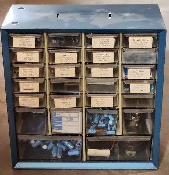 Organizer Cabinet Of Diodes, Capacitors, Resistors, & More - Kraft ...