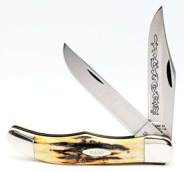1977 Case XX Blue Scroll Stag Folding Hunter 5265 - Kraft Auction ...