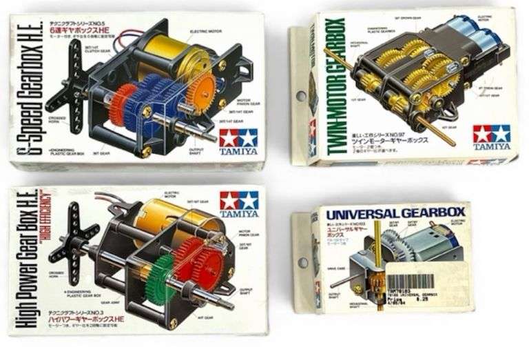 (4) Assortment Of Tamiya Gear Box Educational Construction Kits In ...