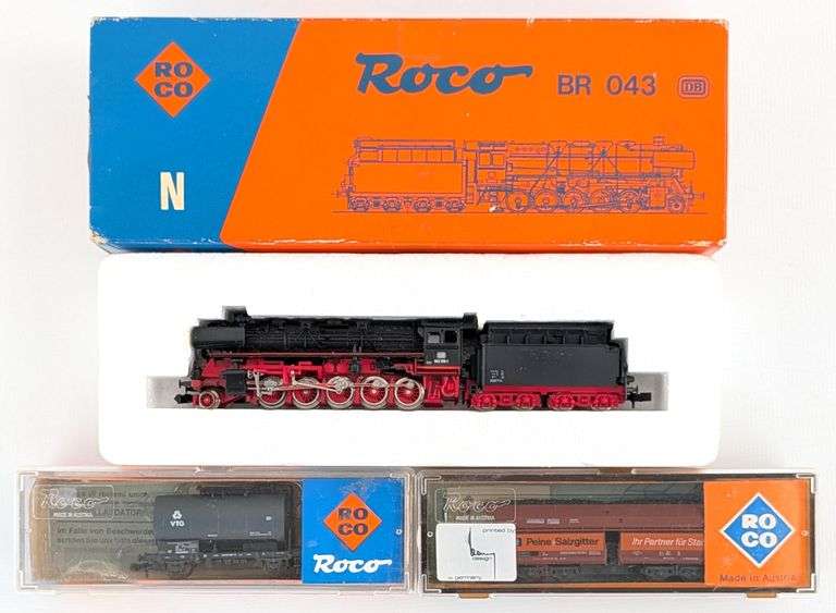 ROCO N Scale 02106A Loco w/ Tender and (2) Train Cars - Kraft Auction ...