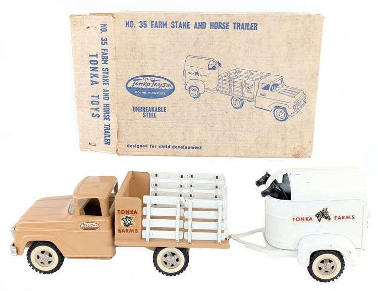 Tonka No. 35 Farm Stake and Horse Trailer Set w/ Box - Kraft Auction ...